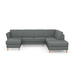 Sit & More Wohnlandschaft SIT & MORE, B:303cm H:87cm T:213cm, grau, Sofas, "Visby U-Form", wahlweise mit Bettfunktion und Stauraum, frei im Raum stellbar