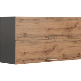Klapph&auml;ngeschrank KOCHSTATION, B:110cm H:57cm T:34cm, grau, Holzwerkstoff, Schr&auml;nke, "KS-Colmar", 110 cm, mit Metallgriff, f&uuml;r viel Stauraum