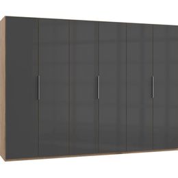 Kleiderschrank wimex, B:300cm H:216cm T:58cm, grau, Schlafzimmer, Schr&auml;nke, "Level by fresh to go", T&uuml;ren vollfl&auml;chig mit farbigem Glas