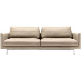 3,5-Sitzer, B:220cm H:91cm T:106cm, beige, CREATION BY ROLF BENZ, Sofas, "CR.414, Designsofa, edles Sofa, Loungesofa, Ledersofa, klares Design", aus