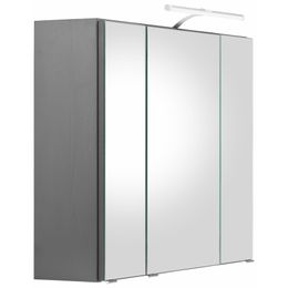 Spiegelschrank Welltime, B:80cm H:66cm T:20cm, grau, Badezimmer, Schr&auml;nke, "Portofino", mit LED-Beleuchtung
