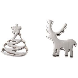 Firetti Damen Paar Ohrstecker "Schmuck Geschenk Silber 925 Ohrschmuck Ohrringe Rentier Christbaum", 10mm, Silber 925 (Sterlingsilber), silber, Silber