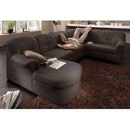 Wohnlandschaft DOMO collection, B:297cm H:84cm T:180cm, braun, Struktur ( 90% Polyester, 10% Polyacryl);Microfaser PRIMABELLE (100%