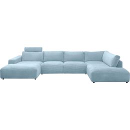 Wohnlandschaft Musterring, B:434cm H:81cm T:204cm, blau, Sofas, "Lucia U-Form", Verschiedene Farben, inkl. Kopfst&uuml;tze, Gesamtbreite 434 cm