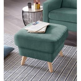 Hocker, B:56cm H:45cm T:56cm, blau, exxpo - SOFA FASHION, Samtvelours (100% Polyester);Webvelours (100% Polyester), Wohnzimmer, Hocker, "Nappa mit