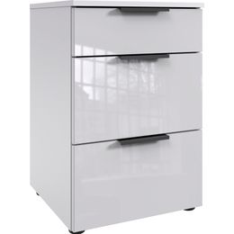 Nachtkommode wimex, B:41cm H:61cm T:41cm, wei&szlig;, Spanplatte, Sideboards, "Level36 black C by fresh to go", mit Glaselementen auf der Front, soft-close