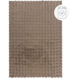 Hochflor-Teppich FLAIR RUGS, B:160cm H:35mm L:230cm, grau, Kunstfaser, Teppiche, "Waffle Faux Fur", Waffelmuster, waschbarer Kunstpelzteppich