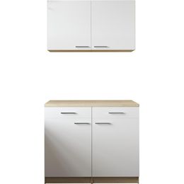 Mehrzweckschrank-Set respekta, B:100cm H:200cm T:60cmwei&szlig;, Kastenm&ouml;bel-Sets, "Merle", Breite 100 cm, Soft-Close, Griffe aus Metall, 85 cm Arbeitsh&ouml;he
