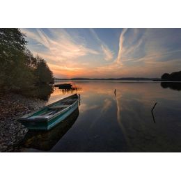 papermoon Fototapete "Boot im Wasser", B/L: 4,5m x 2,8m, Bahnen: 9 Stk., bunt, Schlafzimmer, Tapeten