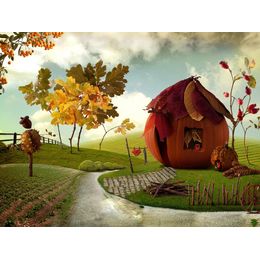 papermoon Fototapete "Fantasie K&uuml;rbishaus", B/L: 4m x 2,6m, Bahnen: 8 Stk., bunt, Schlafzimmer, Tapeten