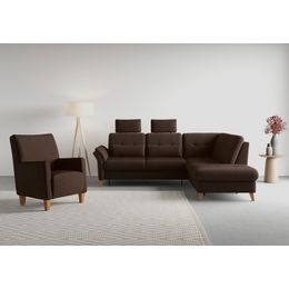 Sit & More Ecksofa SIT & MORE, B:250cm H:90cm T:226cm, braun, Wohnzimmer, Sofas, "G&ouml;teborg", inkl. Sitztiefenverstellung, wahlweise mit Bettfunktion & Bettkasten