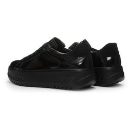 Ara Damen Plateausneaker "MONACO", Gr. 4,5, schwarz, Lacklederimitat, Veloursleder, gl&auml;nzend, Schuhe, Plateausneaker, Schn&uuml;rschuh in Komfortweite H