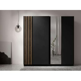 Kleiderschrank Home Affaire, B:200,2cm H:198,5cm T:62cm, schwarz, MDF, Melamin, Schlafzimmer, Schr&auml;nke, "Kleiderschrank Charisy mit 4 Einlegeb&ouml;den