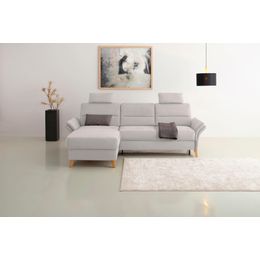 Ecksofa Home Affaire, B:252cm H:90cm T:162cm, silber, 98% Polyester 2% Polyamid, Wohnzimmer, Sofas, "Westerland L-Form", Federkern-Polsterung,
