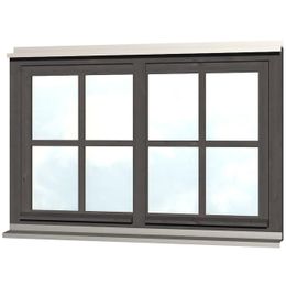 Skan Holz Fenster SKANHOLZ, B:132cm H:82cm, grau, Glas, Massivholz, Fenster, "Doppelfenster", f&uuml;r Carports, 132,4 x 82,1 cm