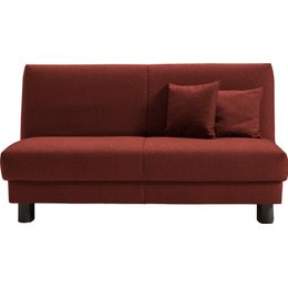 ell+ell Schlafsofa ELL + ELL, B:160cm T:100cm, rot, Jugendzimmer, Sofas, "Enny", Liegefl&auml;che Breite 155 cm, Liegeh&ouml;he 40 cm, F&uuml;&szlig;e schwarz, R&uuml;ckenlehne