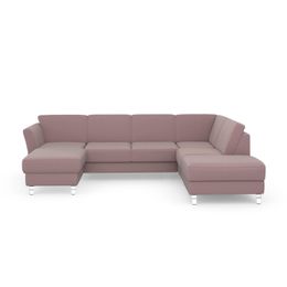 Sit & More Wohnlandschaft SIT & MORE, B:303cm H:87cm T:213cm, rosa, Sofas, "Visby U-Form", Wahlweise mit Bettfunktion und Stauraum, frei im Raum stellbar