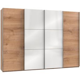 Schwebet&uuml;renschrank wimex, B:300cm H:216cm, braun, Schr&auml;nke, "Level by fresh to go", mit Glast&uuml;ren und Synchron&ouml;ffnung