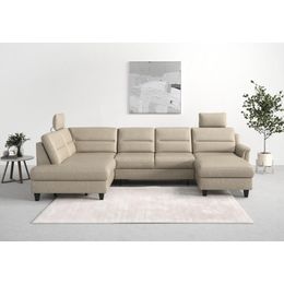Sit & More Wohnlandschaft SIT & MORE, B:325cm H:90cm T:187cm, beige, Sofas, "Far&ouml; U-Form", inklusive Federkern, wahlweise mit Bettfunktion und Bettkasten