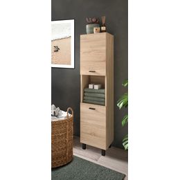 Hochschrank Welltime, B:30cm H:125cm T:29cm, braun, FSC-zertifizierter Holzwerkstoff, Badezimmer, Schr&auml;nke, "Tampa, H&ouml;he 125cm, h&auml;ngend oder stehend