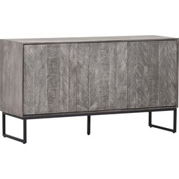 Sideboard GUTMANN FACTORY, B:140cm H:78cm T:42cm, grau, Massivholz, Wohnzimmer, Sideboards, Kommode, Breite 140 cm