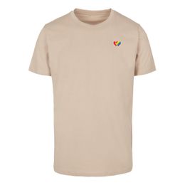 MisterTee Damen T-Shirt "MisterTee Double Hearts Pride Tee"sand, Gr. S, bedruckt, 100% Baumwolle, Shirts