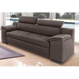 Sit & More 3-Sitzer SIT & MORE, B:200cm H:93cm T:95cm, braun, Struktur ( 100% Polyester);Kunstleder SOFTLUX;Luxus-Microfaser ALTARA NUBUCK (100% Polyester),