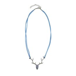 Allg&auml;u Rebell ALLG&Auml;U REBELL Damen Collier "Rosi", blau, Basic, Metall, Halsketten, zweireihiges Satinband