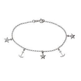 Vivance Damen Armband "925 Silber rhodiniert Anker Seestern", 19cm, Silber 925 (Sterlingsilber), wei&szlig;, Silber 925 (Sterlingsilber), Armb&auml;nder
