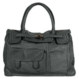 Samantha Look Damen Shopper, grau, Leder, leicht gl&auml;nzend, unifarben, Taschen, echt Leder, Made in Italy