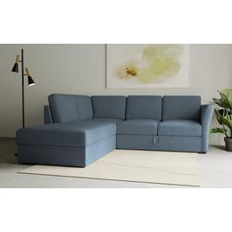 Ecksofa Home Affaire, B:241cm H:90cm T:226cm, blau, 53% strukturiertes Polyester, 47% Polyester, Wohnzimmer, Sofas, "Lavars, L-Form, Schlafsofa", mit