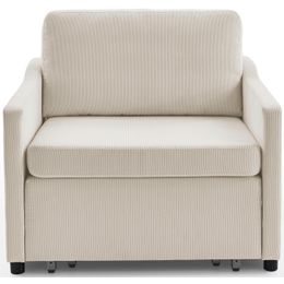 XXL-Sessel, B:93cm H:85cm T:92cm, beige, ATLANTIC HOME COLLECTION, Sessel, "Anella", mit Cord-Bezug, mit Schlaffunktion, frei im Raum stellbar