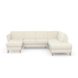 Sit & More Wohnlandschaft SIT & MORE, B:303cm H:87cm T:213cm, beige, Sofas, "Visby U-Form", wahlweise mit Bettfunktion und Stauraum, frei im Raum stellbar
