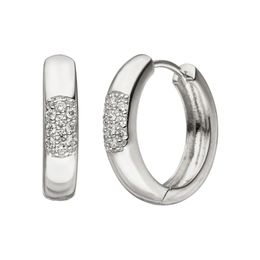 Jobo Damen Paar Creolen, 18,2mm, Silber 925 (Sterlingsilber), silber, Silber 925 (Sterlingsilber), Ohrringe, 925 Silber mit 20 Zirkonia