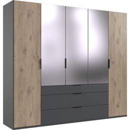 Dreht&uuml;renschrank wimex, B:250cm H:216cm T:58cm, grau, Schr&auml;nke, "Burgos by fresh to go", mit extra gro&szlig;en Schubladen, mit Spiegelt&uuml;ren