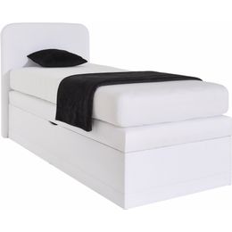 Boxspringbett, B:105cm L:212cm, wei&szlig;, Westfalia Schlafkomfort, Box und Kopfteil: Microvelours (100% Polyester) oder Kunstleder (Polyurethan);Bezug