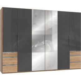 Kleiderschrank wimex, B:300cm H:216cm T:58cm, grau, Schlafzimmer, Schr&auml;nke, "Level by fresh to go", mit Glas-und Spiegelt&uuml;ren