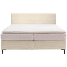 Boxspringbett Alina, B:192cm L:212cm, beige, Cord GCT (92% Polyeste, 8% Nylon), Jugendzimmer, Komplettbetten, "Pico", inkl. Matratzen und Topper