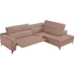 Ecksofa Egoitaliano, B:269cm H:96cm T:203cm, rosa, Leder &raquo;BULL&laquo; (echtes Rindsleder). Geschliffenes, pigmentiertes und behandeltes Rindsleder mit