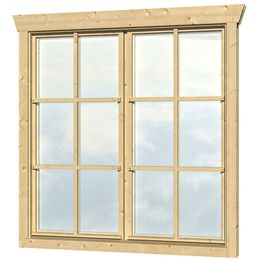 Skan Holz Fenster SKANHOLZ, B:57,5cm H:123,5cm, beige, Glas, Massivholz, Fenster, "Doppelfenster", f&uuml;r 45 mm Gartenh&auml;user