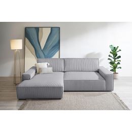 Home Affaire "NEU: SHERWOOD XXL 284, Big-Sofa L-Form, tiefe Sitzfl&auml;che 95 cm, Cord" Recamiere rechts/links, als Schlafsofa stellbar, Cord u.