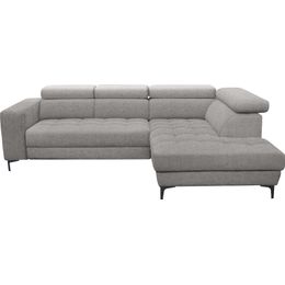 Ecksofa Alina, B:300cm H:102cm T:207cm, grau, Struktur TTA (100% Polyester), Wohnzimmer, Sofas, "Valea", mit R&uuml;ckenlehnenverstellung, wahlweise mit