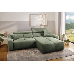 Jockenh&ouml;fer Ecksofa, B:299cm T:211cmsalbei, gr&uuml;n, JOCKENH&Ouml;FER GRUPPE, Korpus: 100% Polyester;Kissen: 100% Polyester, Wohnzimmer, Sofas, "Unos, L-Form, mit 60cm
