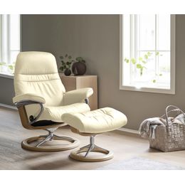 Fu&szlig;hocker stressless, B:57cm H:42cm T:40cm, beige, Leder BATICK: BATICK ist ein leicht korrigiertes, durchgef&auml;rbtes und genarbtes M&ouml;belleder, bei dem