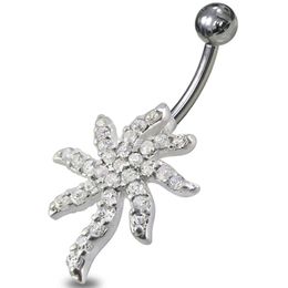 Firetti Damen Bauchnabelpiercing "Schmuck Geschenk Piercing Silber 925 K&ouml;rperschmuck PALMTREE Palme", 19,1mm, silber, Chirurgiestahl, Silber 925