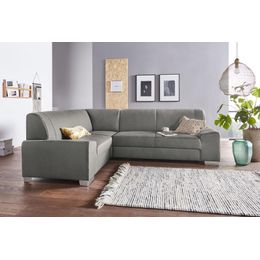 Ecksofa DOMO collection, B:259cm H:85cm T:191cm, grau, Wohnzimmer, Sofas, "Anzio in kubischer Formensprache, flache Armlehnen, L-Form", Wahlweise mit