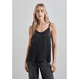 Street One Damen Blusentop, schwarz, Gr. 34, unifarben, Stoff, 100% Viskose, Blusen, mit Spitzendetails
