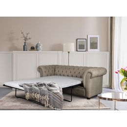 3-Sitzer Home Affaire, B:198cm H:74cm T:89cm, beige, 100% Polyester, Sofas, "CHARENTE, optionale Schlafsofa, Chesterfield-Sofa, Bettfunktion", mit