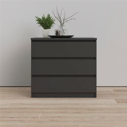 Kommode Inosign, B:77cm H:70,1cm T:50cm, schwarz, Spanplatte, Schlafzimmer, Sideboards, "Naia", abgerundete Schubladenkanten auf Metallgleiter,