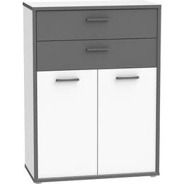 Kommode FORTE, B:84,5cm H:115,1cm T:41,5cm, wei&szlig;, Spanplatte, Flur, Sideboards, "Keflav", Breite 84,5 cm